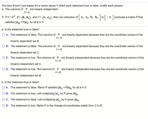 Solved The Sets B And C Are Bases For A Vector Space V Mark