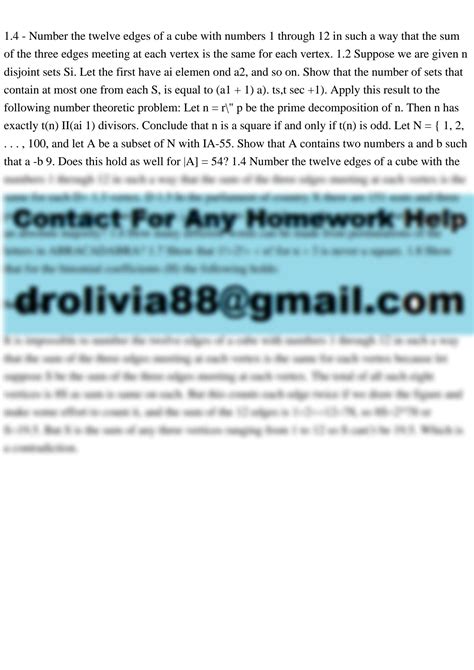 SOLUTION 1 4 Number The Twelve Edges Of A Cube With Numbers 1 Through 12 In Studypool