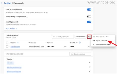 how to view saved passwords in microsoft edge