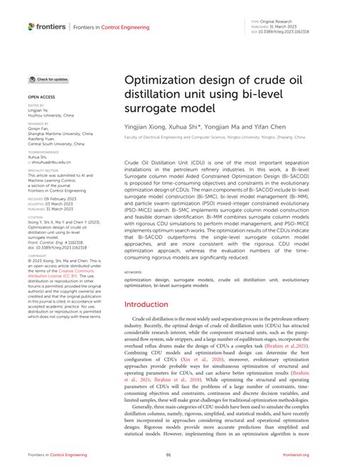 (PDF) Optimization design of crude oil distillation unit using bi-level ...