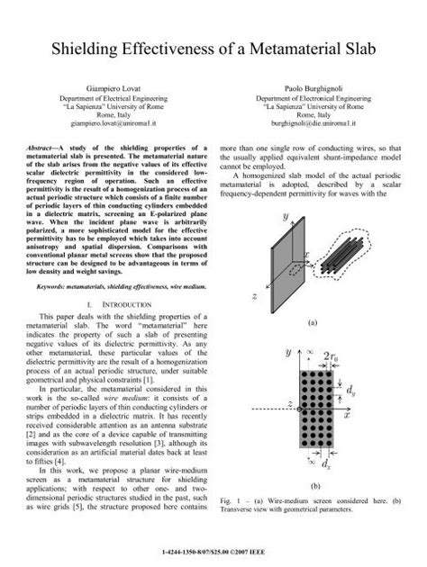Shielding Effectiveness Of A Metamaterial Slab