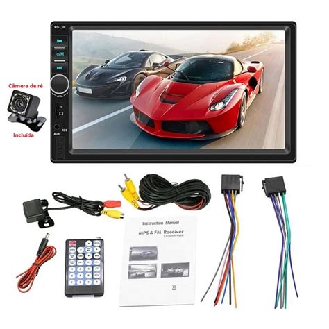 Central Multimídia Com Câmera De Ré 7 Polegadas 2din Espelha O Celular Bluetooth Usb 7018b