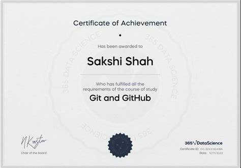 earned git and github essentials from 365 data science sakshi shah
