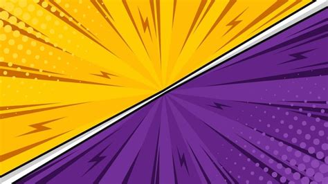 Pop Art Comic Cartoon Style Yellow Purpple Color Background Premium
