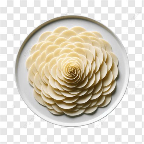 투명한 배경에 있는 접시에 감자 꽃을 자르는 3d 사진 접시에 감자 꽃을 자르는 3d 사진 투명한 배경에 음식 Png