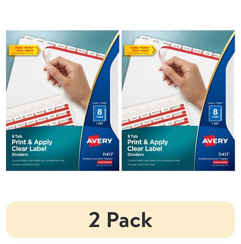 2 Pack Avery Print And Apply Clear Label Dividers Index Maker Easy
