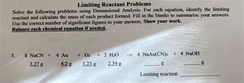 solved limiting reactant problems solve the following