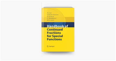 ‎handbook Of Continued Fractions For Special Functions Của Annie Am