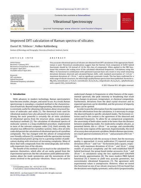 Pdf Improved Dft Calculation Of Raman Spectra Of Silicates Dokumen Tips