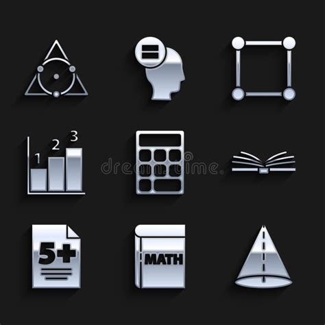 Set Calculator Book With Word Mathematics Geometric Figure Cone Open Book Test Exam Sheet
