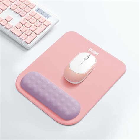 Bubm 손목 보호대 마우스 패드 마카롱 메모리 폼 마우스 패드 핑크 퍼플