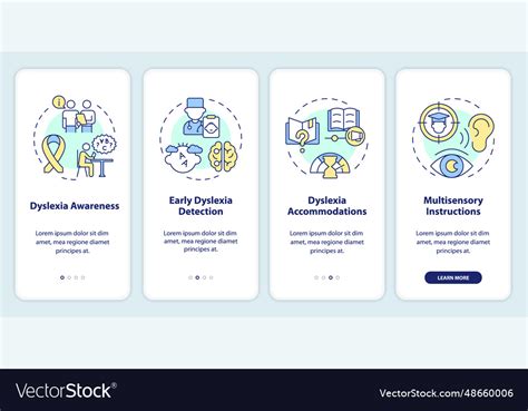 Walkthrough Dyslexia With Thin Linear Icons Vector Image