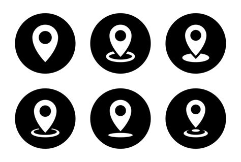 Navigation Pin Icon Vector In Black Circle Location Marker Sign Symbol Set Collection 33498831