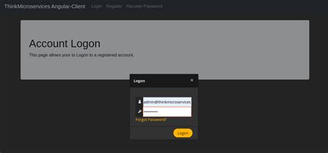 ThinkMicroservices Angular Application Client