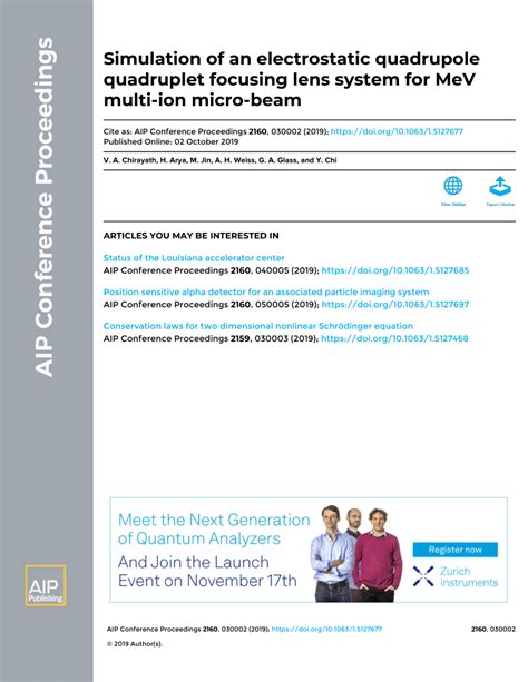 Pdf Simulation Of An Electrostatic Quadrupole Quadruplet Focusing Lens System For Mev Multi