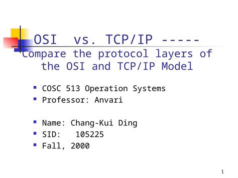 PPT OSI Vs TCP IP Compare The Protocol Layers Of The OSI And TCP IP Model COSC