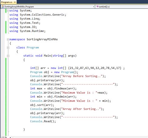 09 Array Shorting And Find Max And Min