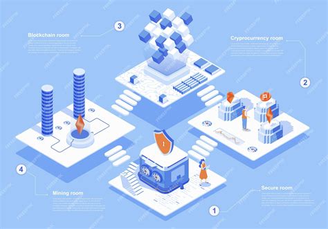 Cryptocurrency 시장 개념 인포그래픽이 포함된 3d 아이소메트릭 웹 장면 아이소메트리 그래픽 디자인의 플랫폼 벡터