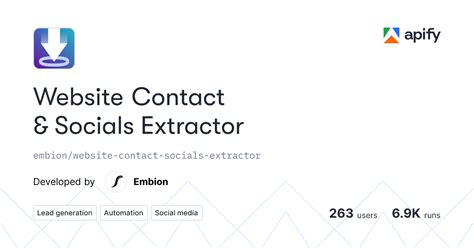 Issues · Extract Website Contacts And Socials · Apify