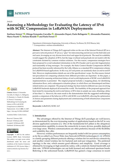 Pdf Assessing A Methodology For Evaluating The Latency Of Ipv6 With Schc Compression In