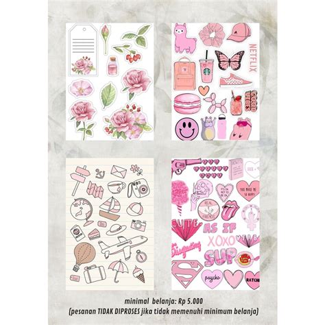 Jual Pink Theme Sticker For Handphonelaptopscrapbook Journal Stiker