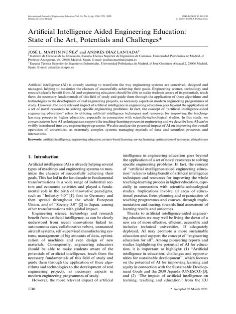artificial intelligence aided engineering education state of the art
