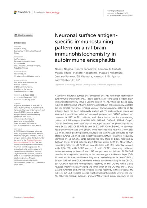 Pdf Neuronal Surface Antigen Specific Immunostaining Pattern On A Rat