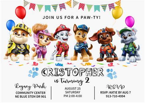 Paw Patrol Invitation Paw Patrol Birthday Party Invitations Printables