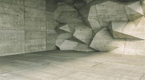 Premium Photo Concrete Cube Polygonal Wall Room Background 3d Rendering