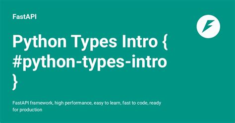 Python Types Intro - FastAPI