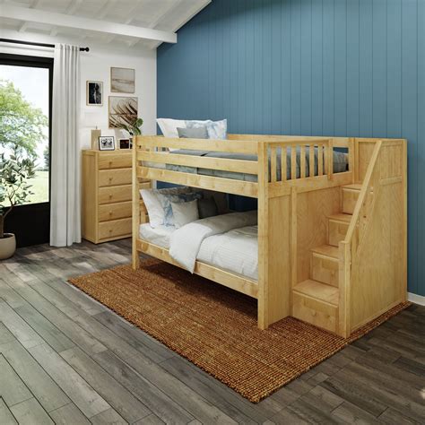 Full Xl Low Bunk Bed With Stairs