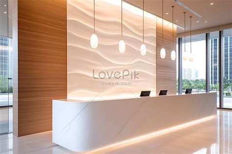 빛 아래의 리셉션 데스크
