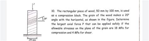 Solved 10 The Rectangular Piece Of Wood 50 Mm By 100 Mm