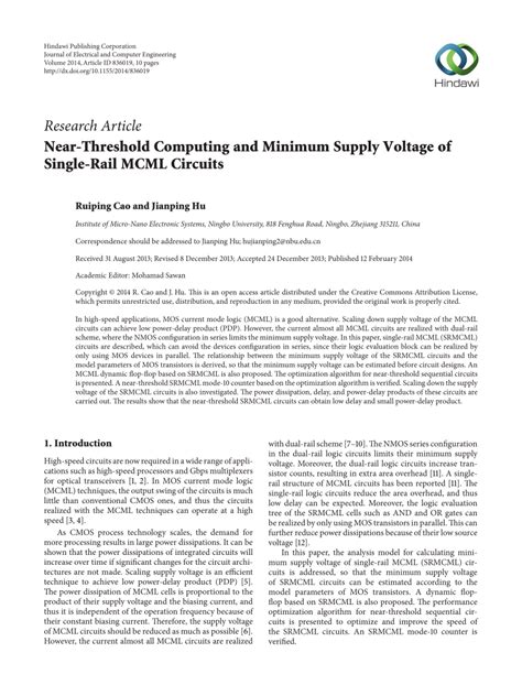 pdf near threshold computing and minimum supply voltage of single