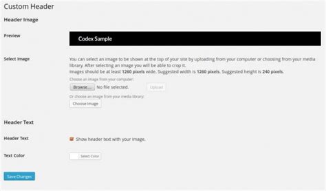 Appearance Header Screen « Wordpress Codex