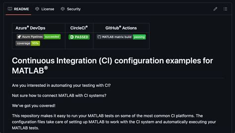 CI, for example » Developer Zone - MATLAB & Simulink