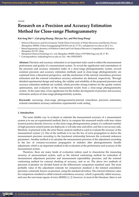 Pdf Research On A Precision And Accuracy Estimation Method For Close