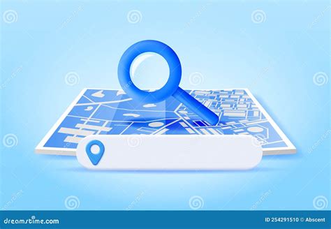 D Location Folded Paper Map Search Bar And Pin Stock Vector Illustration Of Navigation