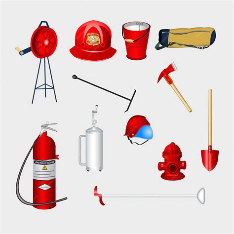 Premium Vector Firefighter Tool Design Mockup Template Collection