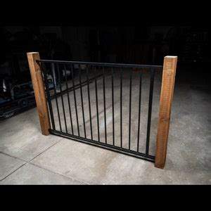 Rustic Wood And Metal Handrail Etsy