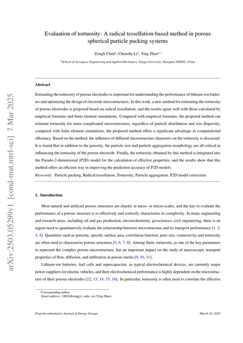 Pdf Evaluation Of Tortuosity A Radical Tessellation Based Method In