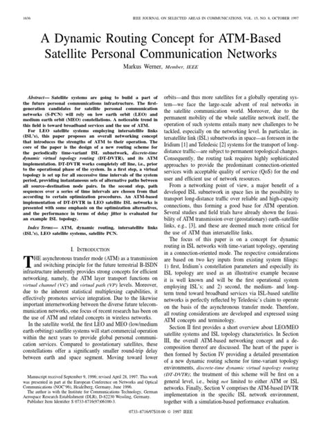 A Dynamic Routing Concept For Atm Based Satellite Personal