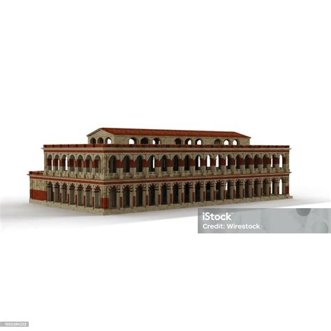 흰색 배경에 화려한 창문과 기둥이 있는 빈티지 건물의 3d 렌더링 0명에 대한 스톡 사진 및 기타 이미지 0명 3차원 형태 건물 정면 Istock