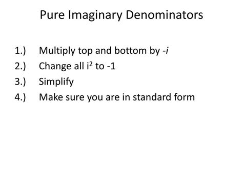 Ppt Rationalizing Imaginary And Complex Denominators Powerpoint