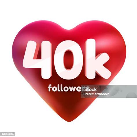 팔로워 여러분 감사합니다 소셜 네트워크 친구 추종자 웹 사용자를위한 빨간 마음 구독자 또는 추종자 및 좋아요를 축하합니다 40에 대한 스톡 벡터 아트 및 기타 이미지