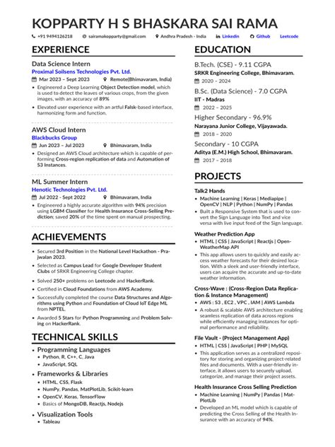 Sai Rama Resume Pdf Amazon Web Services Python Programming