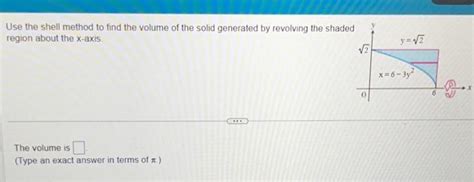 Solved Use The Shell Method To Find The Volume Of The Solid Chegg