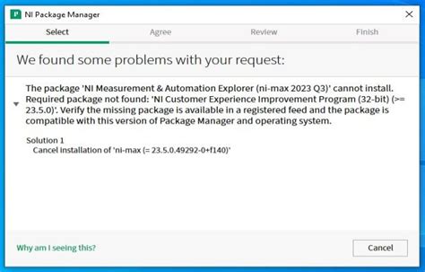 an error occurred while installing a package ni mswebview2 error ni