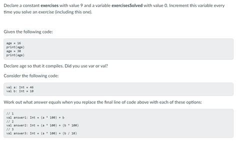 Solved Declare A Constant Exercises With Value And A Chegg