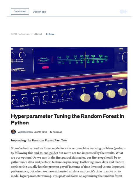 Hyperparameter Tuning The Random Forest In Python Bom 3 By Will